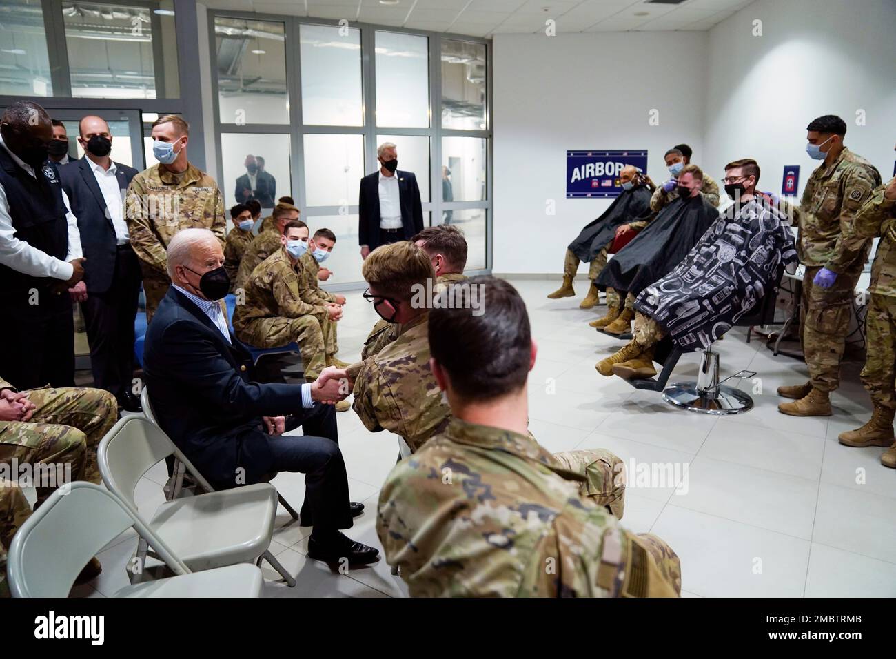 President Joe Biden visits with members of the 82nd Airborne Division ...