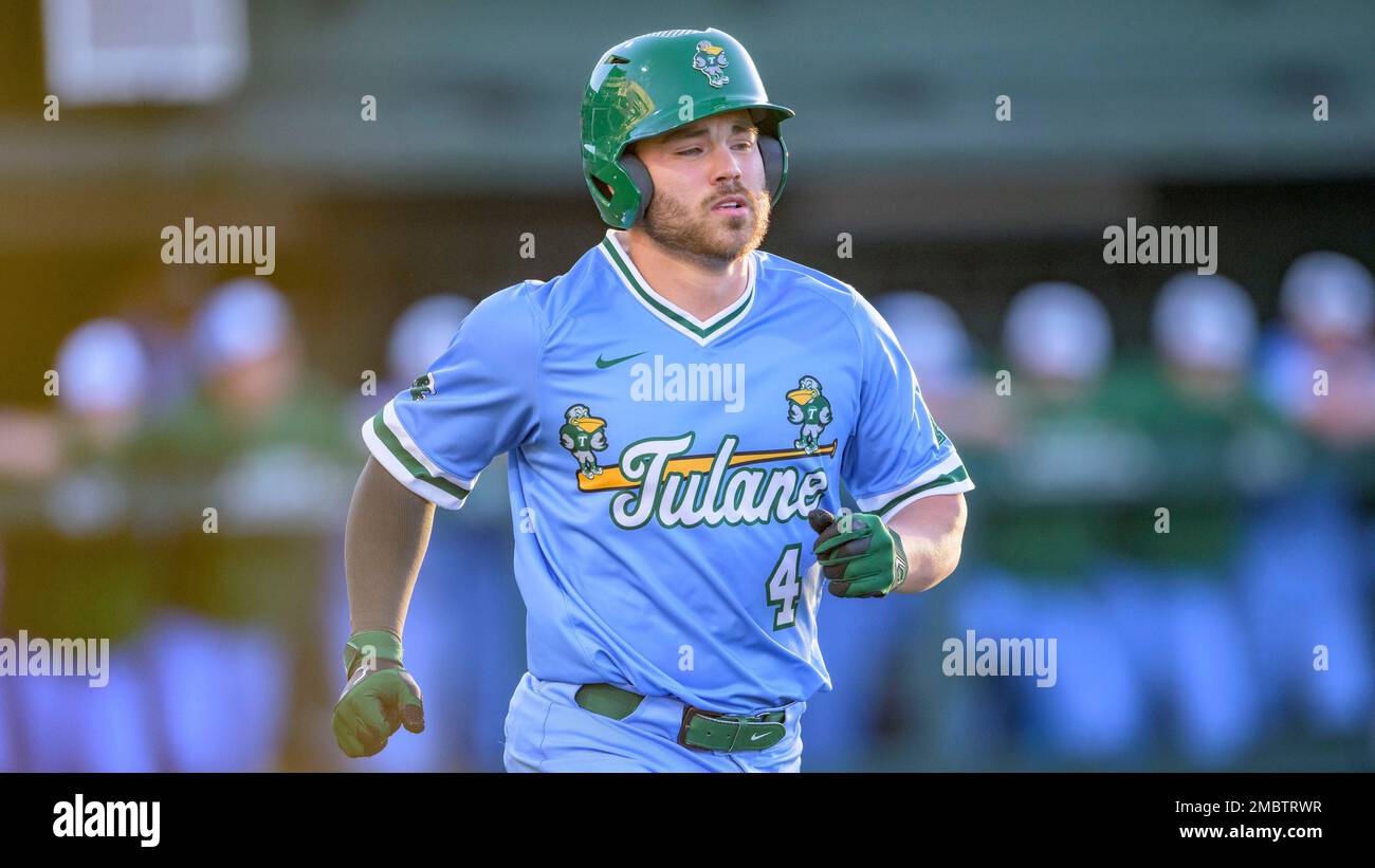 Tulane catcher Brennan Lambert (4) runs during an NCAA baseball game ...