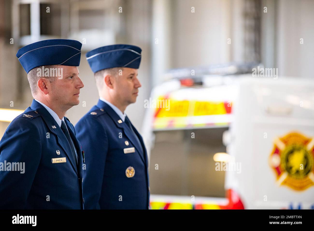U.S. Air Force Col. Richard Martin, left, 423d Air Base Group commander, along with Lt. Col ...