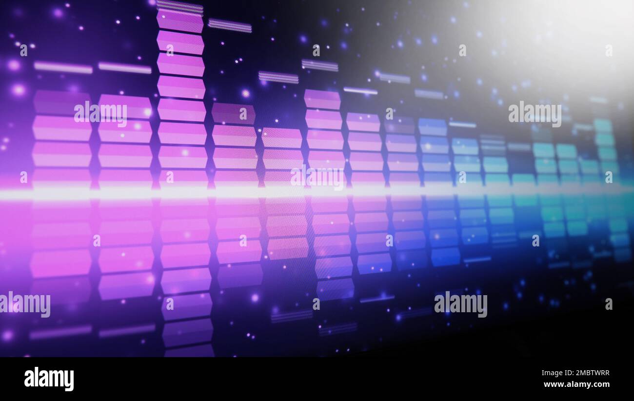 Sound equalizer. Wave pattern of music sounds element on monitor screen ...