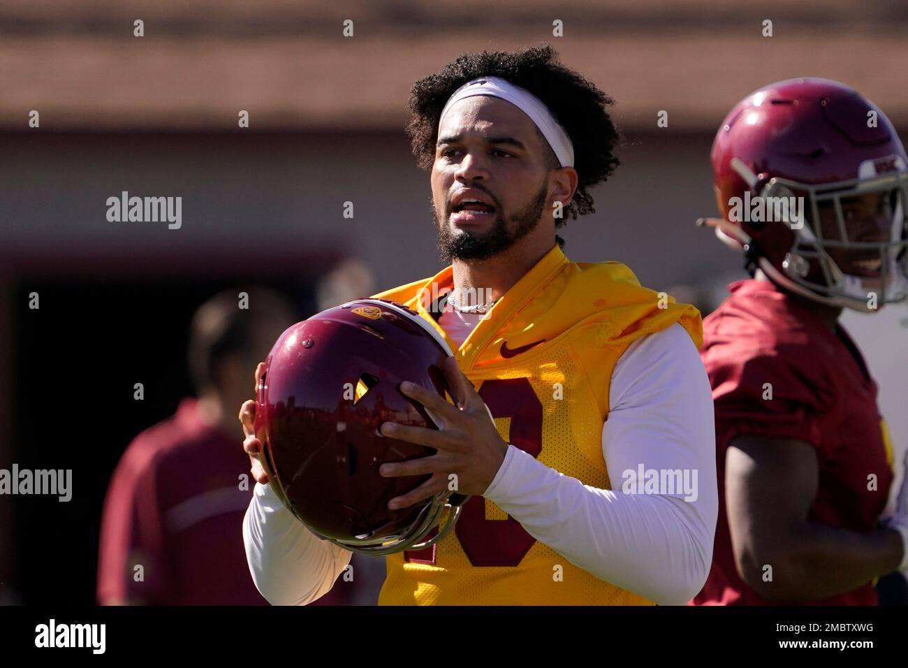 Southern California quarterback Caleb Williams puts his helmet back on ...