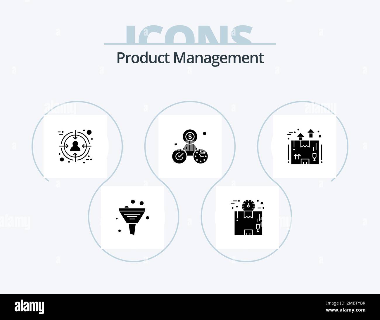 Product Management Glyph Icon Pack 5 Icon Design. perfection. money. package. clock. customer ...