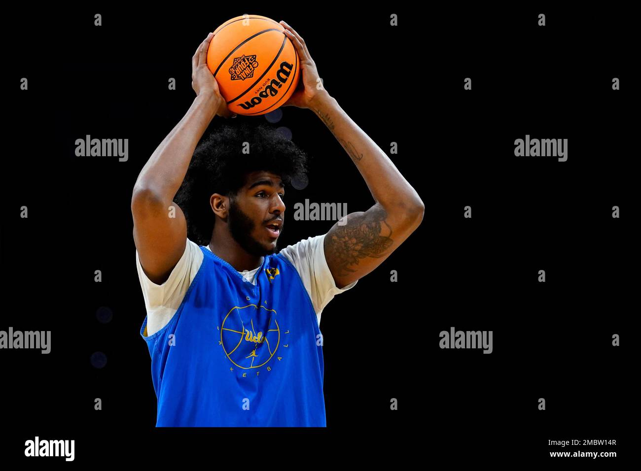UCLA's Myles Johnson practices for the NCAA men's college basketball ...