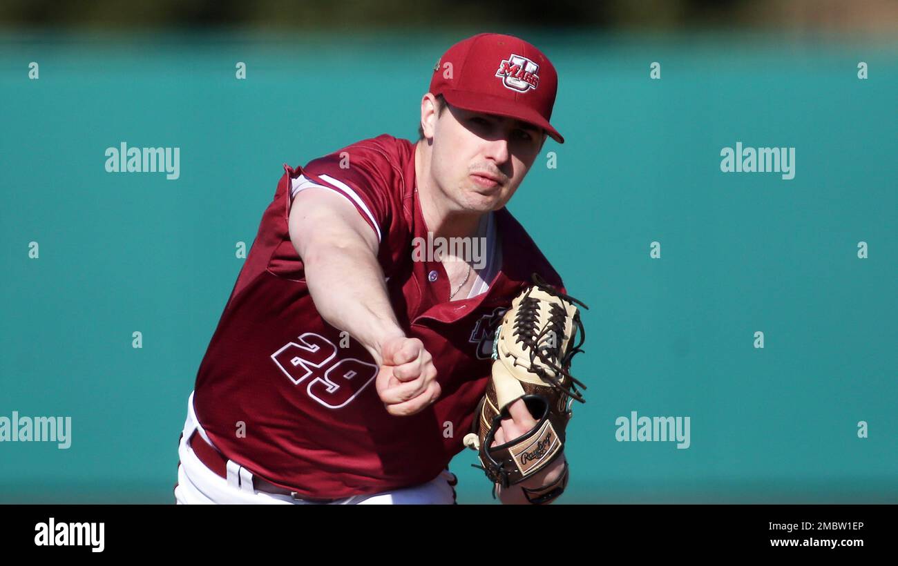 UMass Amherst pitcher Zach Clevenger (29) pitches during an NCAA ...
