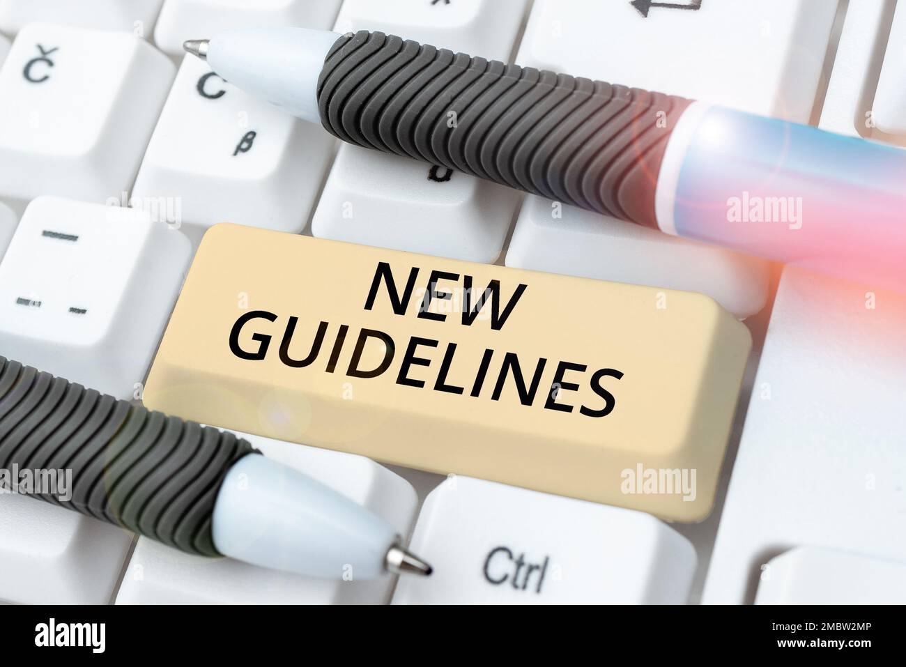 Text sign showing New Guidelines, Conceptual photo a new list of goals ...