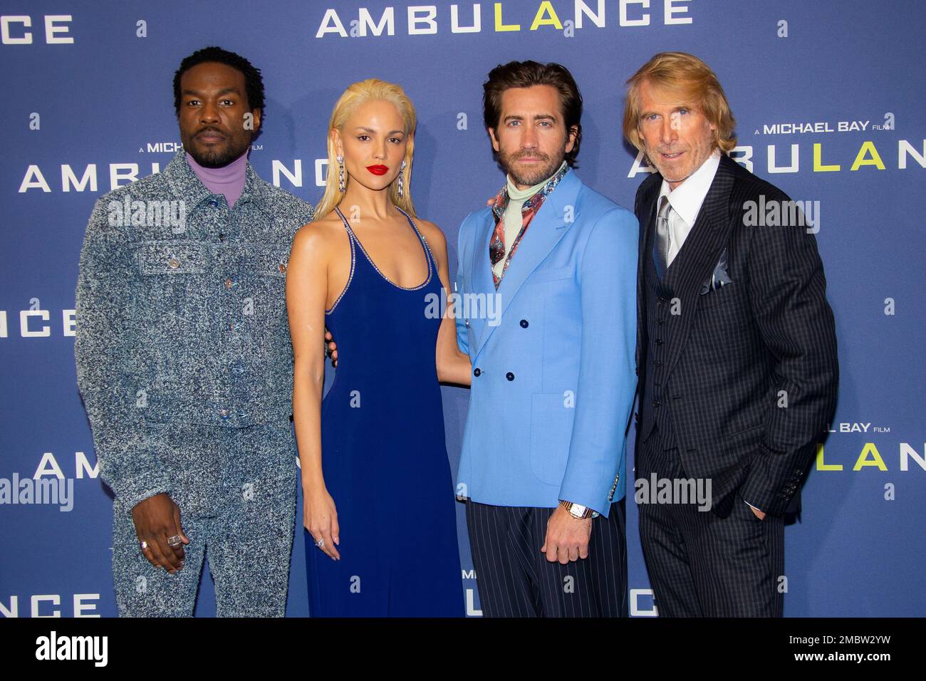 Actors Yahya Abdul-Mateen II, from left, Eiza Gonzalez, Jake Gyllenhaal ...
