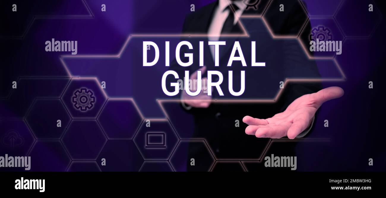 Conceptual caption Digital Guru. Business approach teacher and ...
