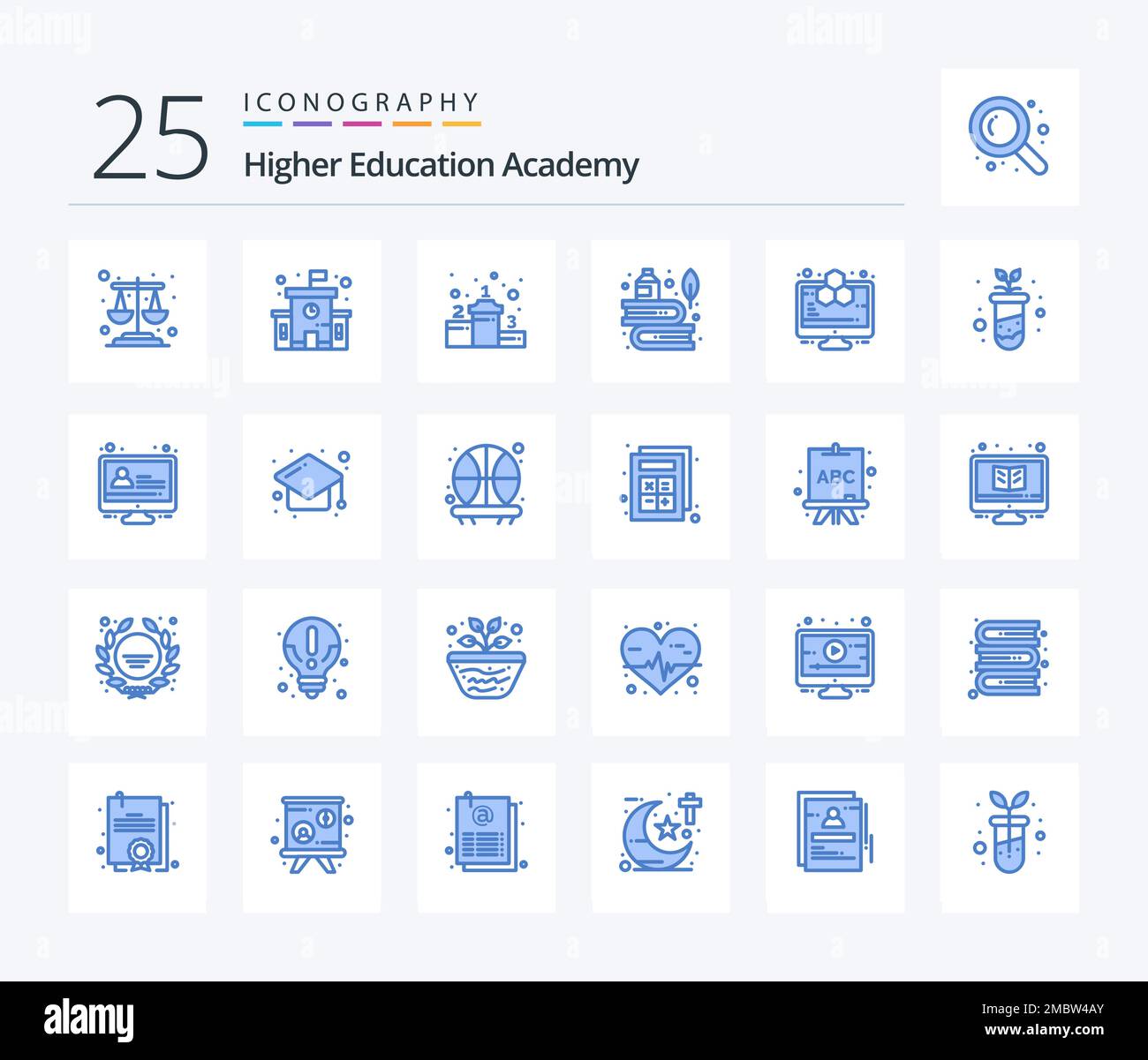 Academy 25 Blue Color icon pack including study. computer. success ...