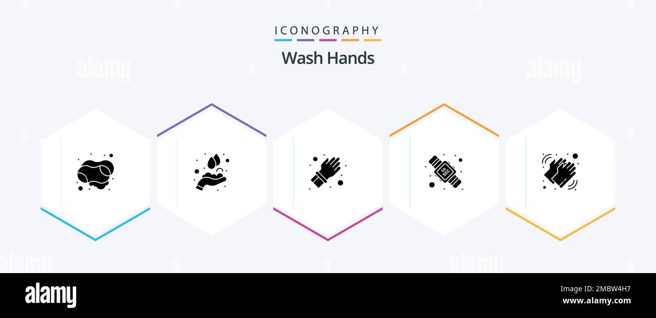 Wash Hands 25 Glyph icon pack including medical. washing. glove. twenty ...