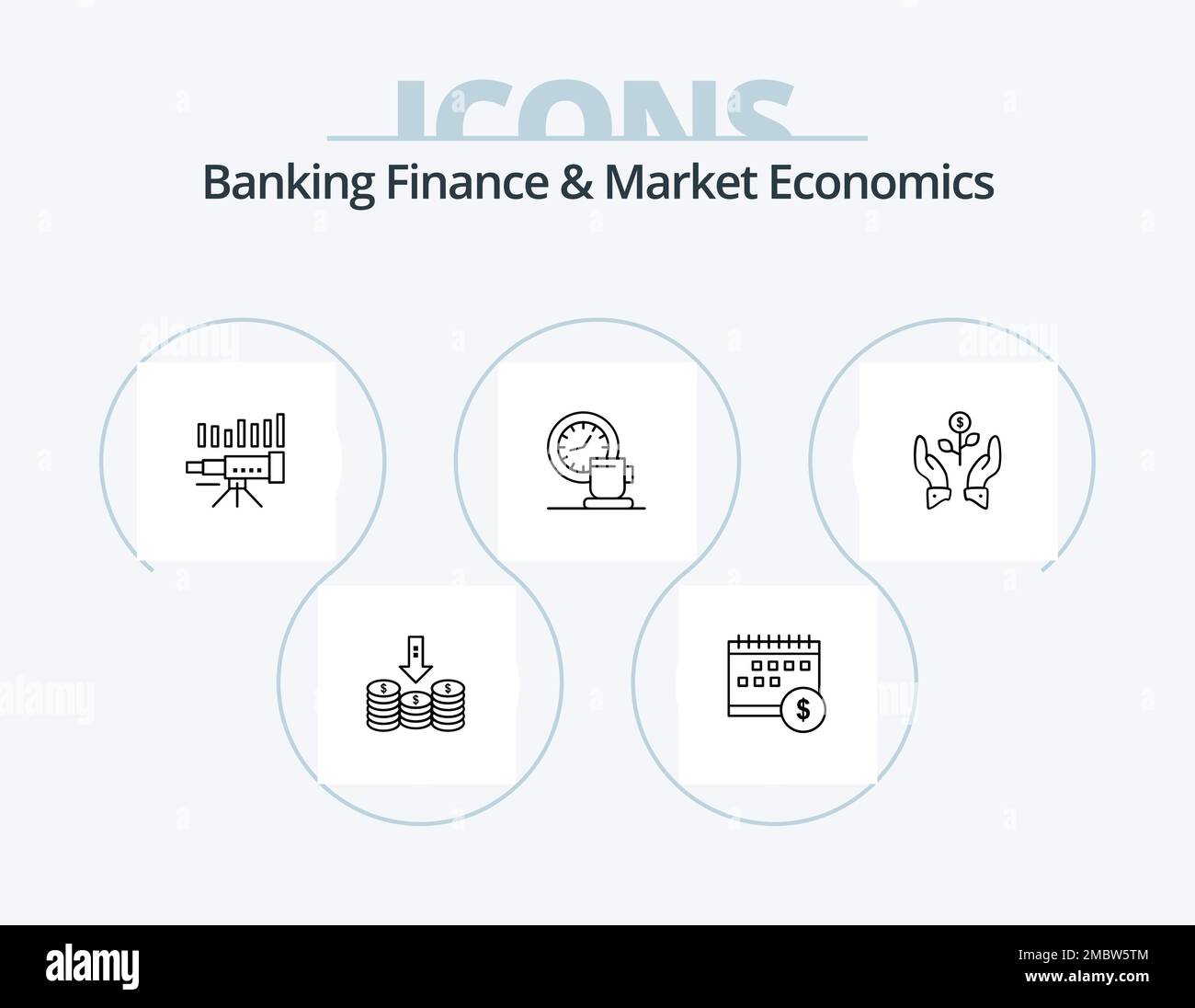 Banking Finance And Market Economics Line Icon Pack 5 Icon Design ...
