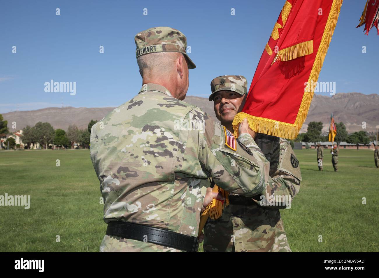 Brig. Gen. David Stewart, commander, 32d Army Air and Missile Defense Command passes the command ...
