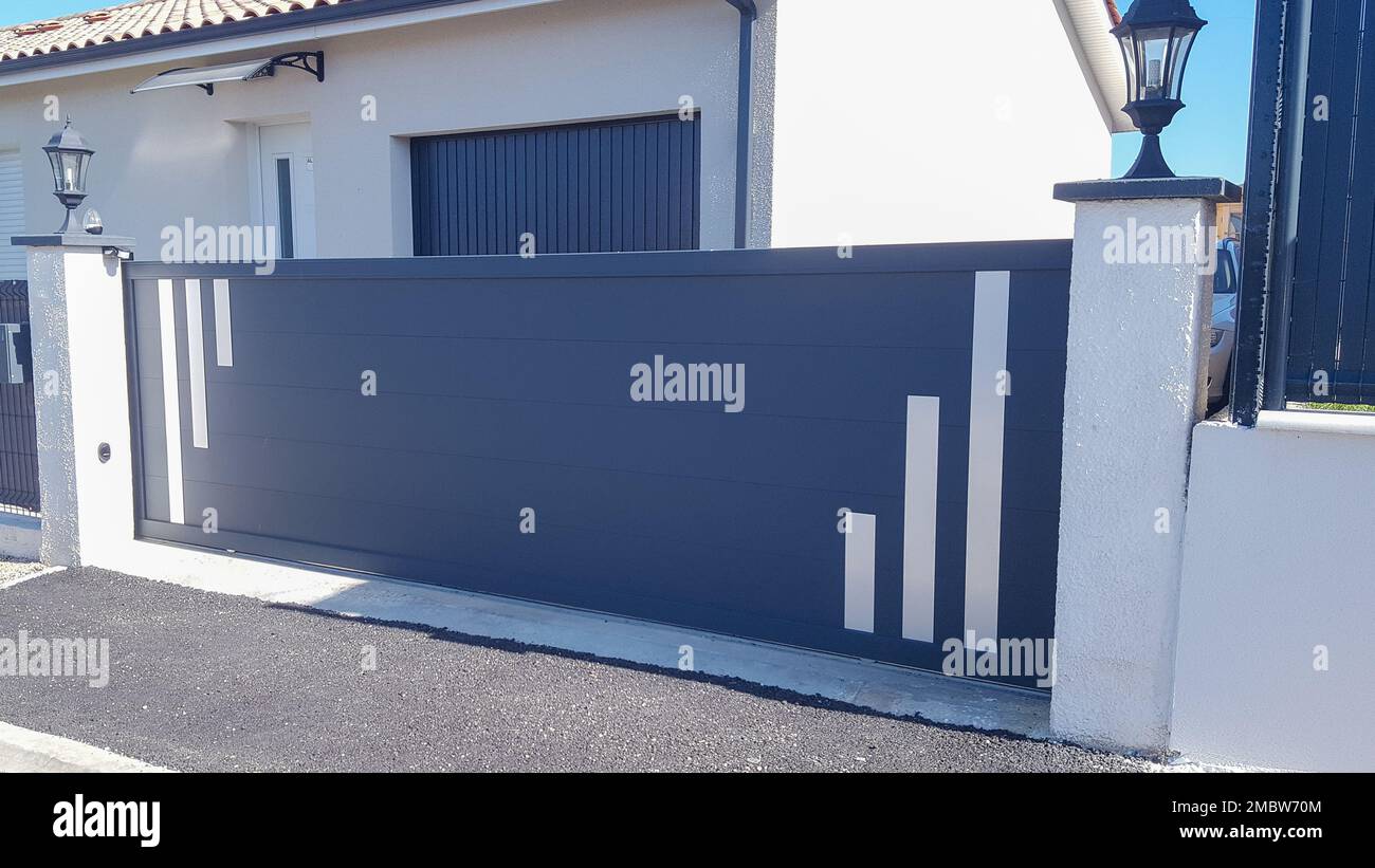 modern grey gate of home aluminum portal for outdoor door in suburbs ...