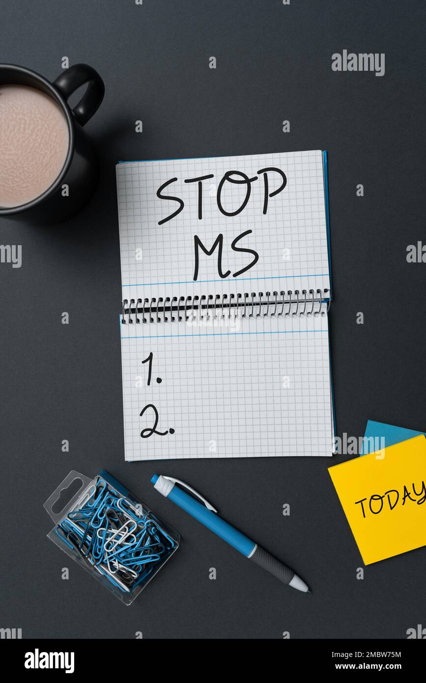 Handwriting text Stop Ms. Word Written on prevent disease marked by ...