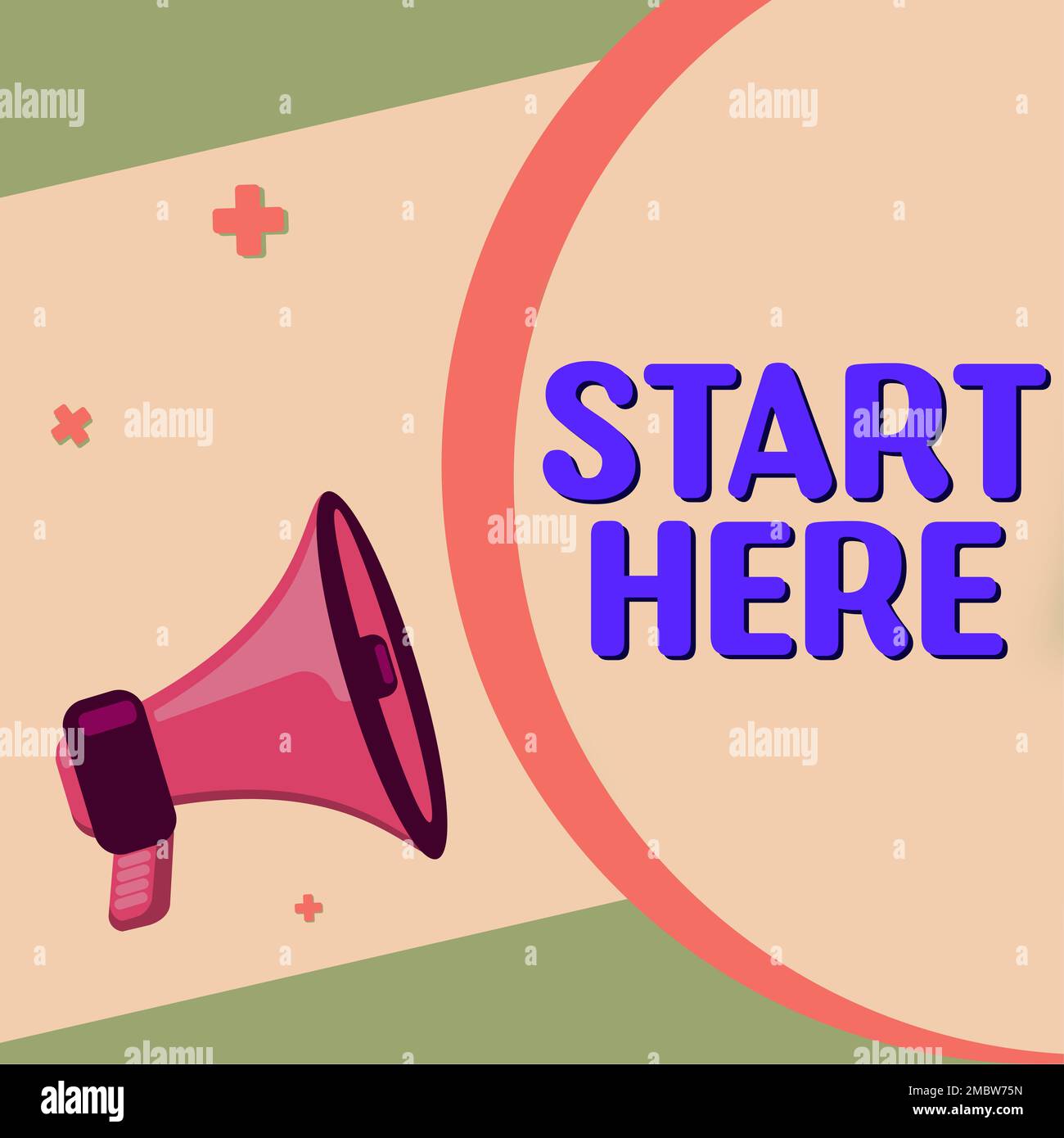 Conceptual display Start Here. Concept meaning telling someone this is ...