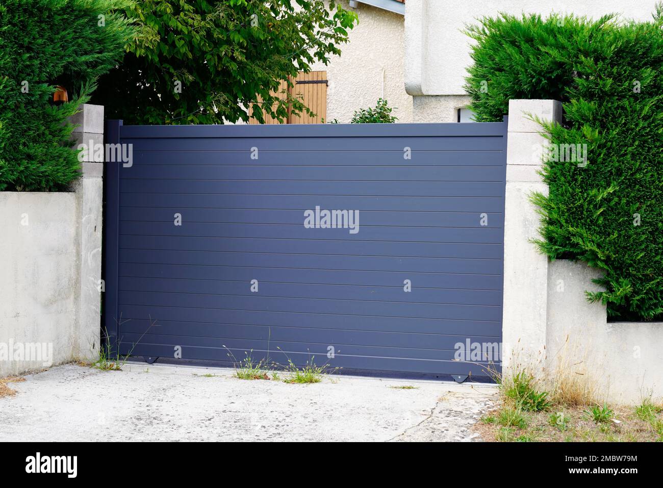 modern grey gate aluminum home portal gray house entrance Stock Photo ...