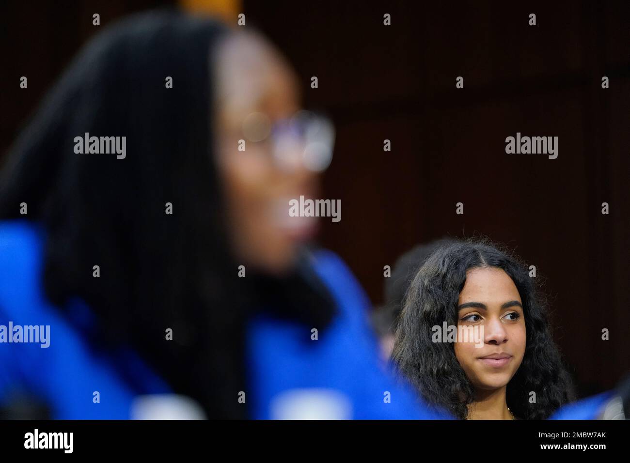Leila Jackson listens as her mother, Supreme Court nominee Ketanji ...