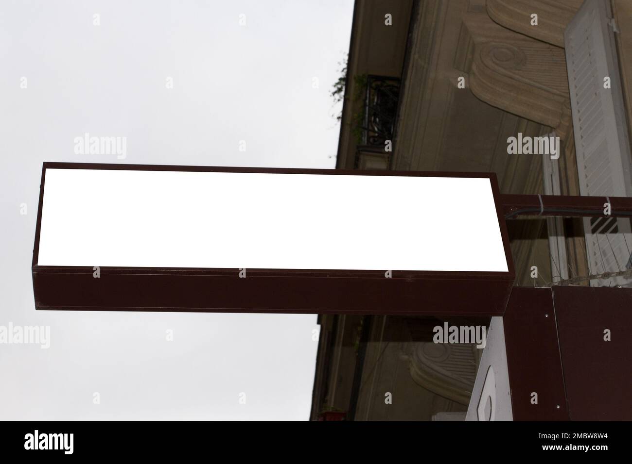 shop blank empty white commercial signboard in the street Stock Photo ...