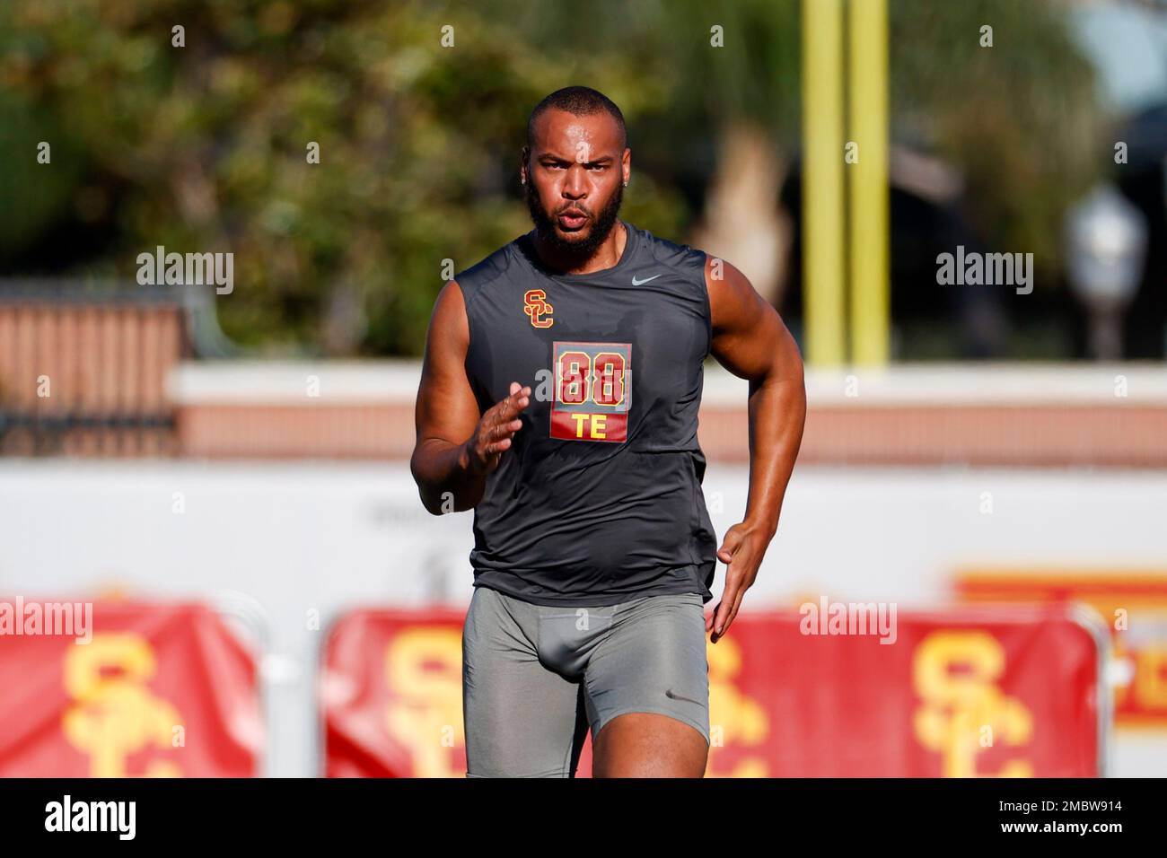 Tight end Kohl Hollinquest runs during Southern California's football ...