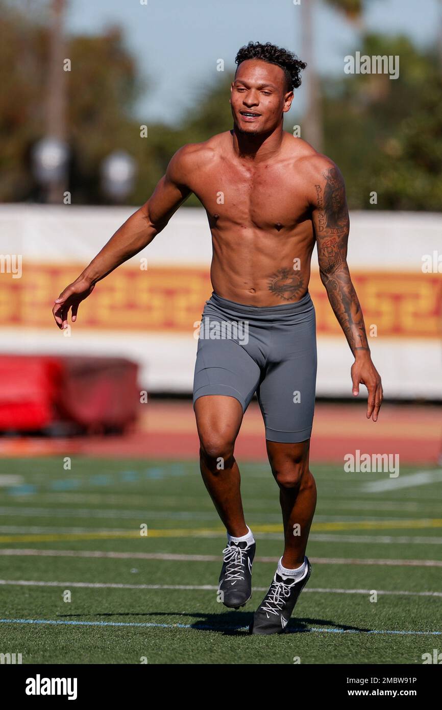Defensive back Chris Steele runs during Southern California's football ...