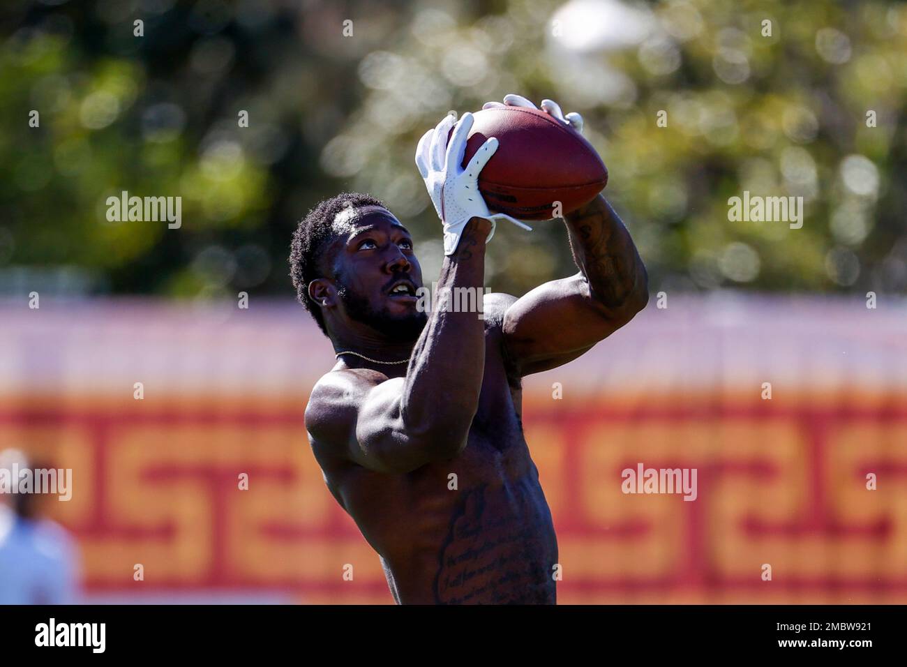 Defensive back Greg Johnson catches the ball during Southern California ...