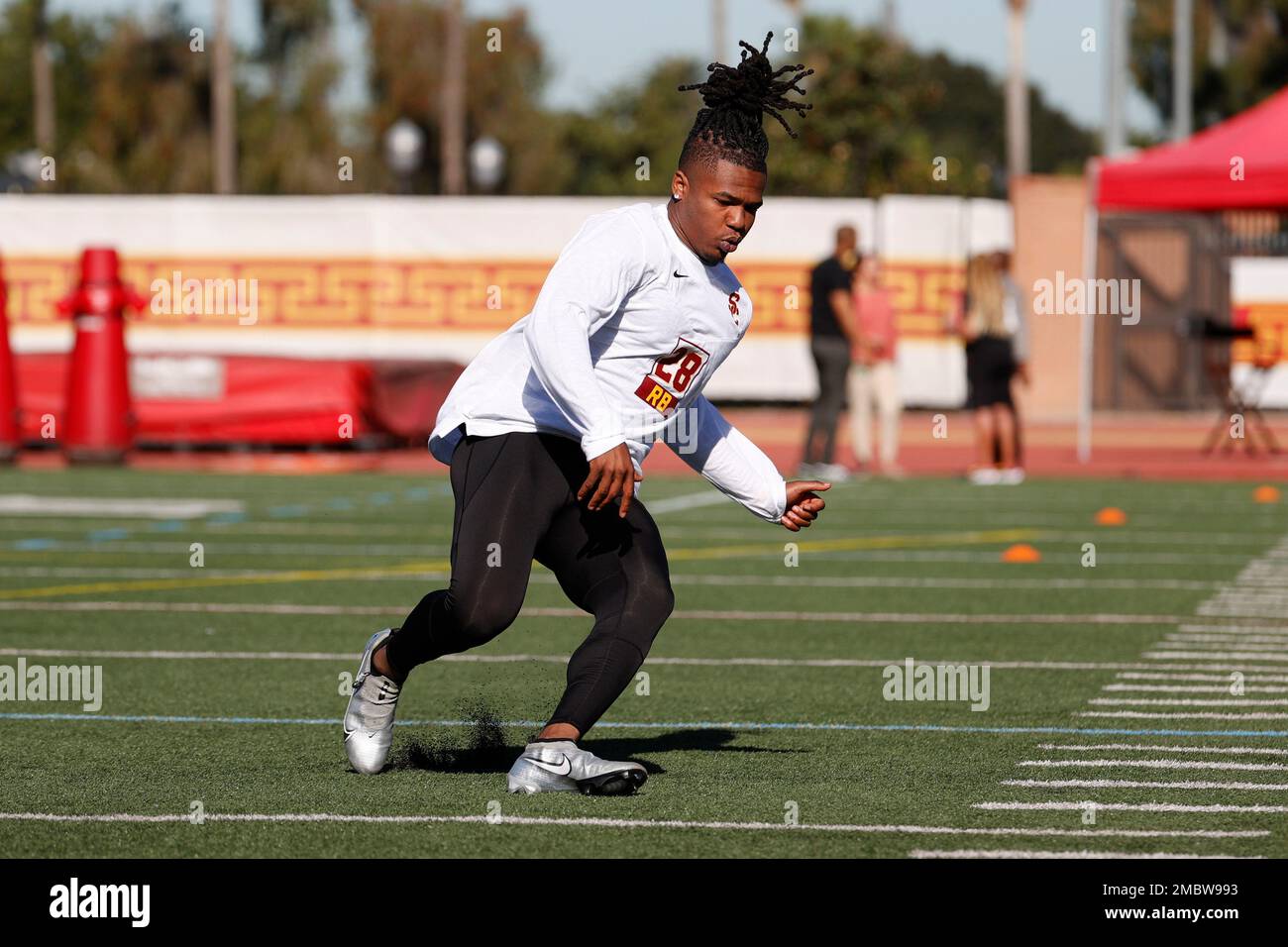 Running back Keaontay Ingram Southern California's football Pro Day ...