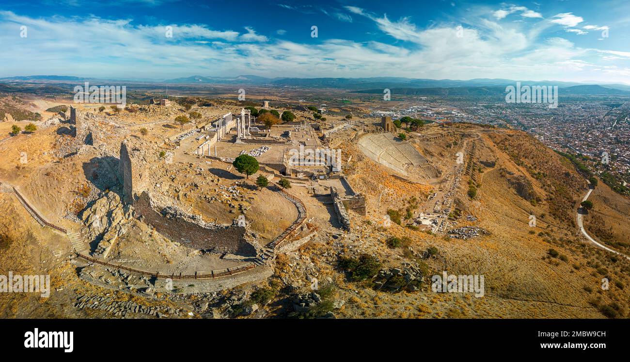 The Acropolis of Pergamon Ancient City Ruins in Bergama, Izmir, Turkey ...