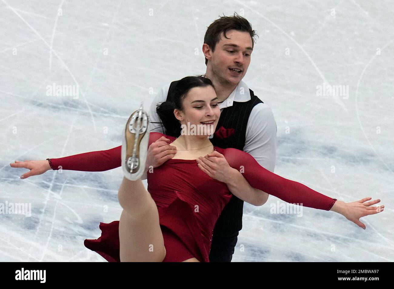 Daria Danilova and Michel Tsiba of the Netherlands perform in the pairs ...