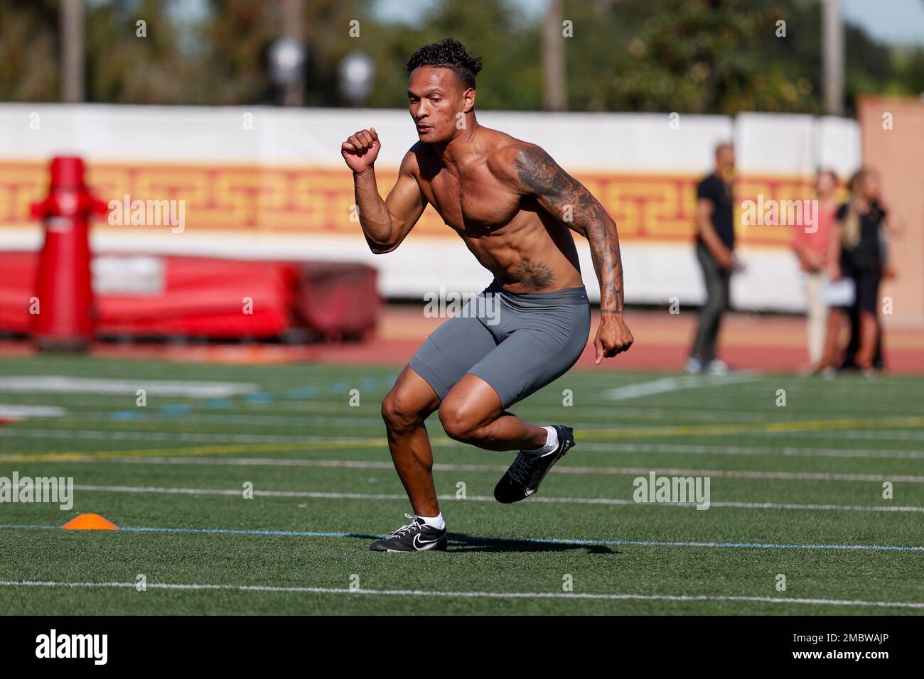 Defensive back Chris Steele runs during Southern California's football ...