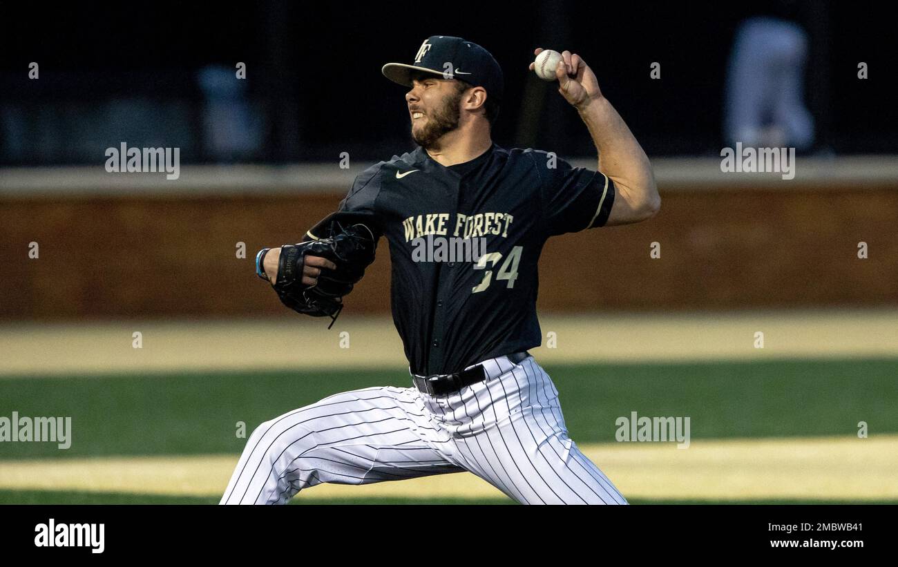 Wake Forest's Zach Grace (34) pitches during an NCAA baseball game on ...