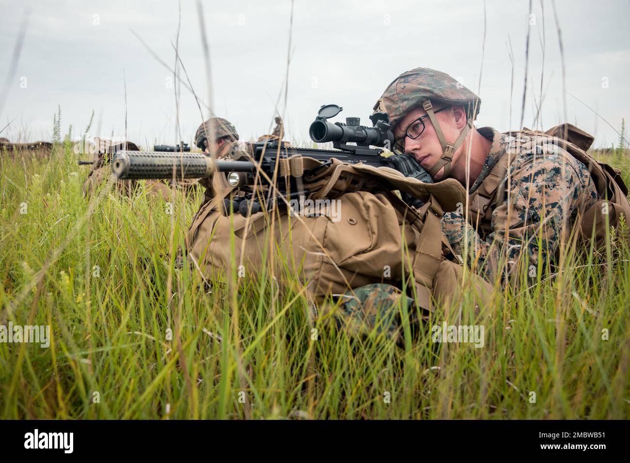 U.S. Marine Corps Lance Cpl. Logan Otto, a designated marksman with ...