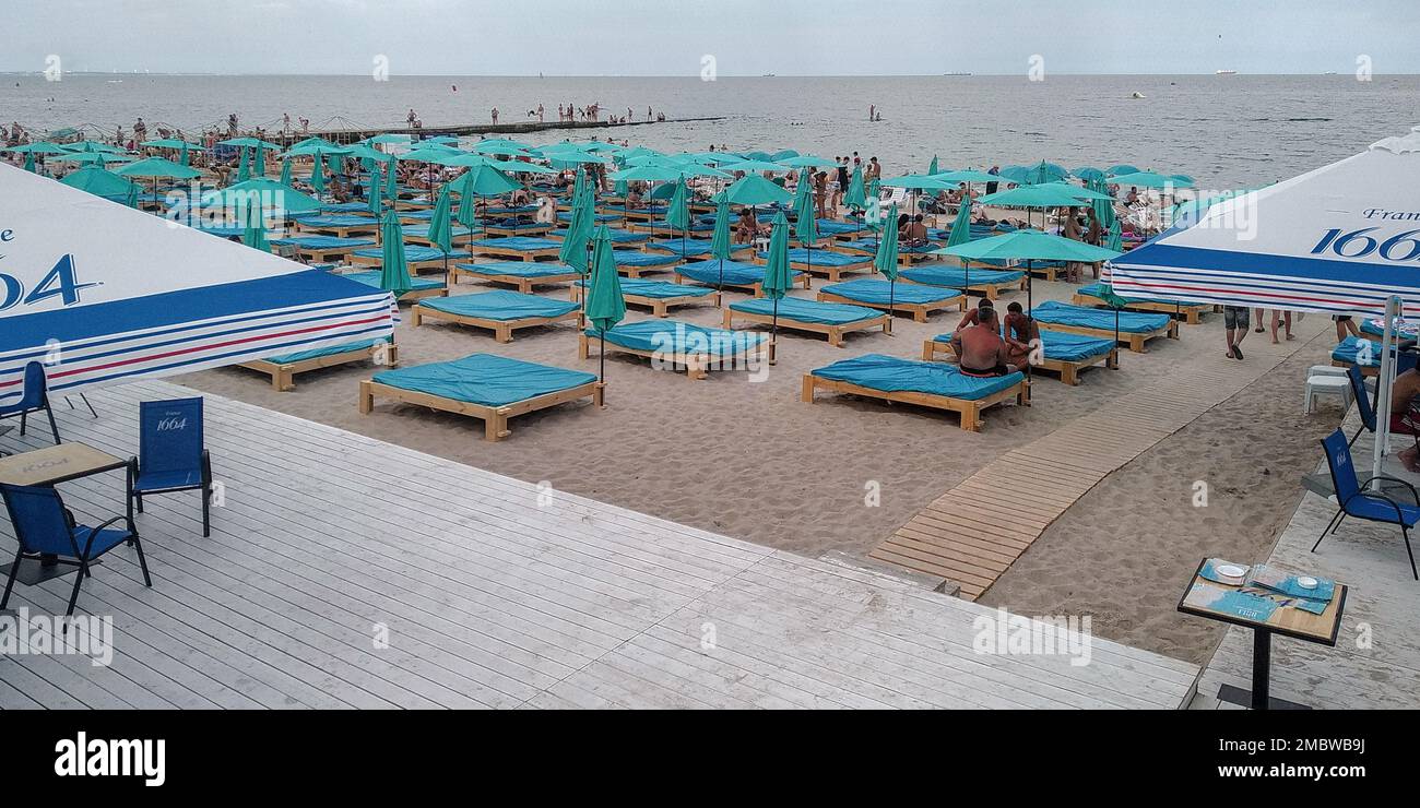 ODESSA, UKRAINE - JUNE 22, 2019: This is the city beach Langeron at the ...