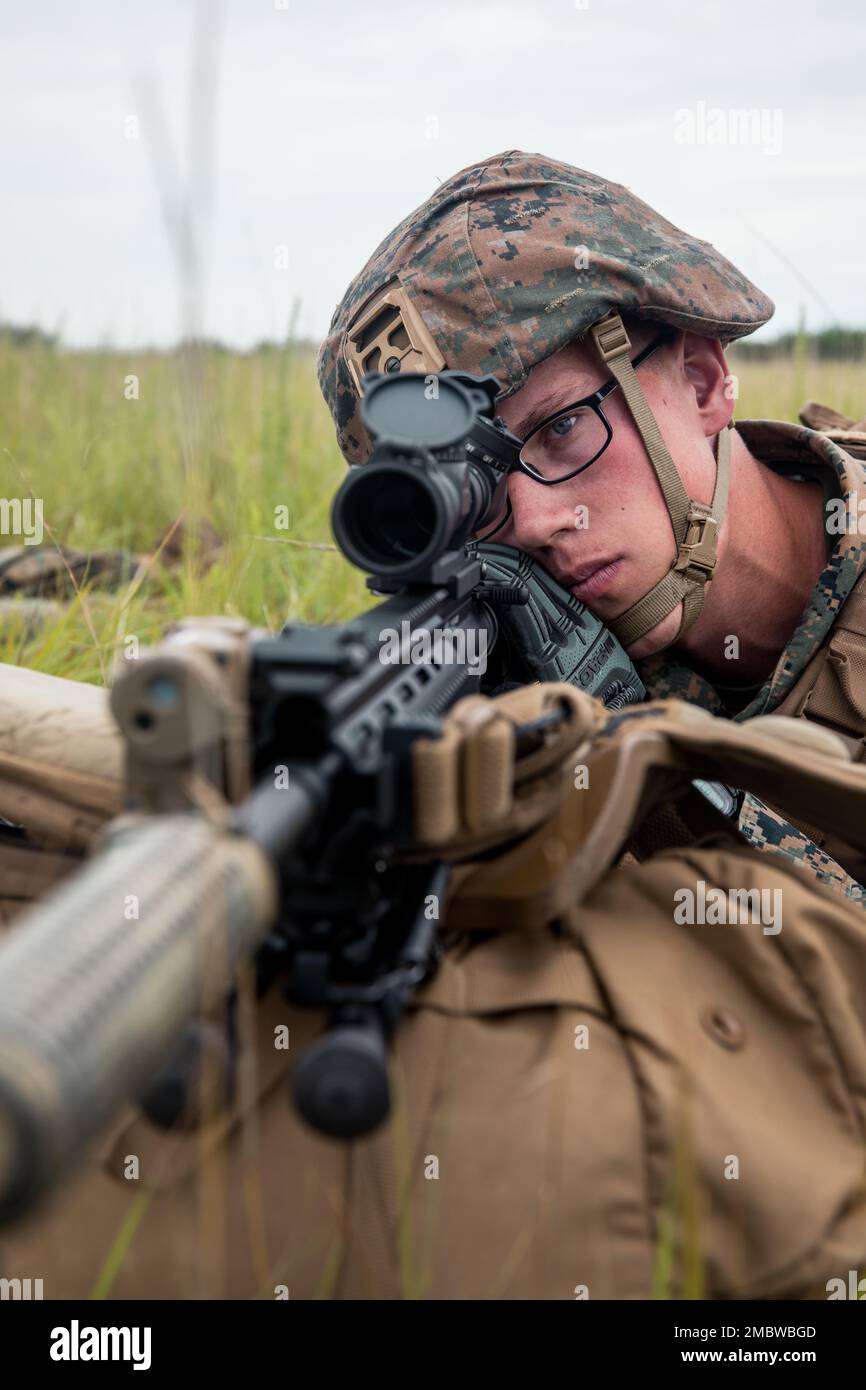 U.S. Marine Corps Lance Cpl. Logan Otto, a designated marksman with ...