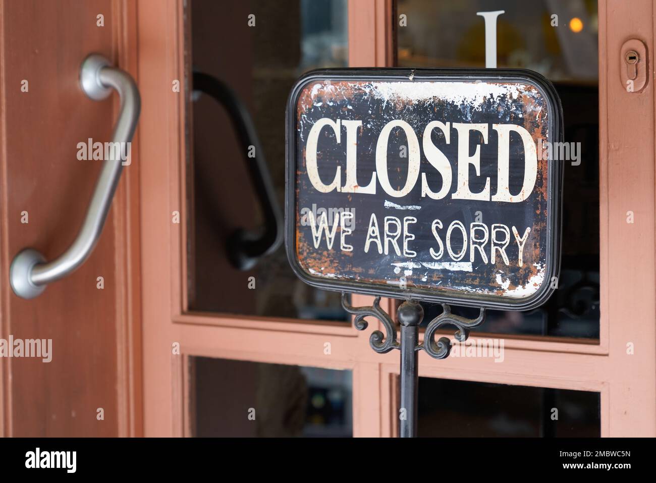 closed we are sorry text steel board windows door vintage shop sign ...