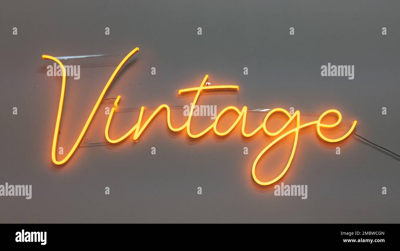 vintage text retro american style neon sign advertising tube lighting ...