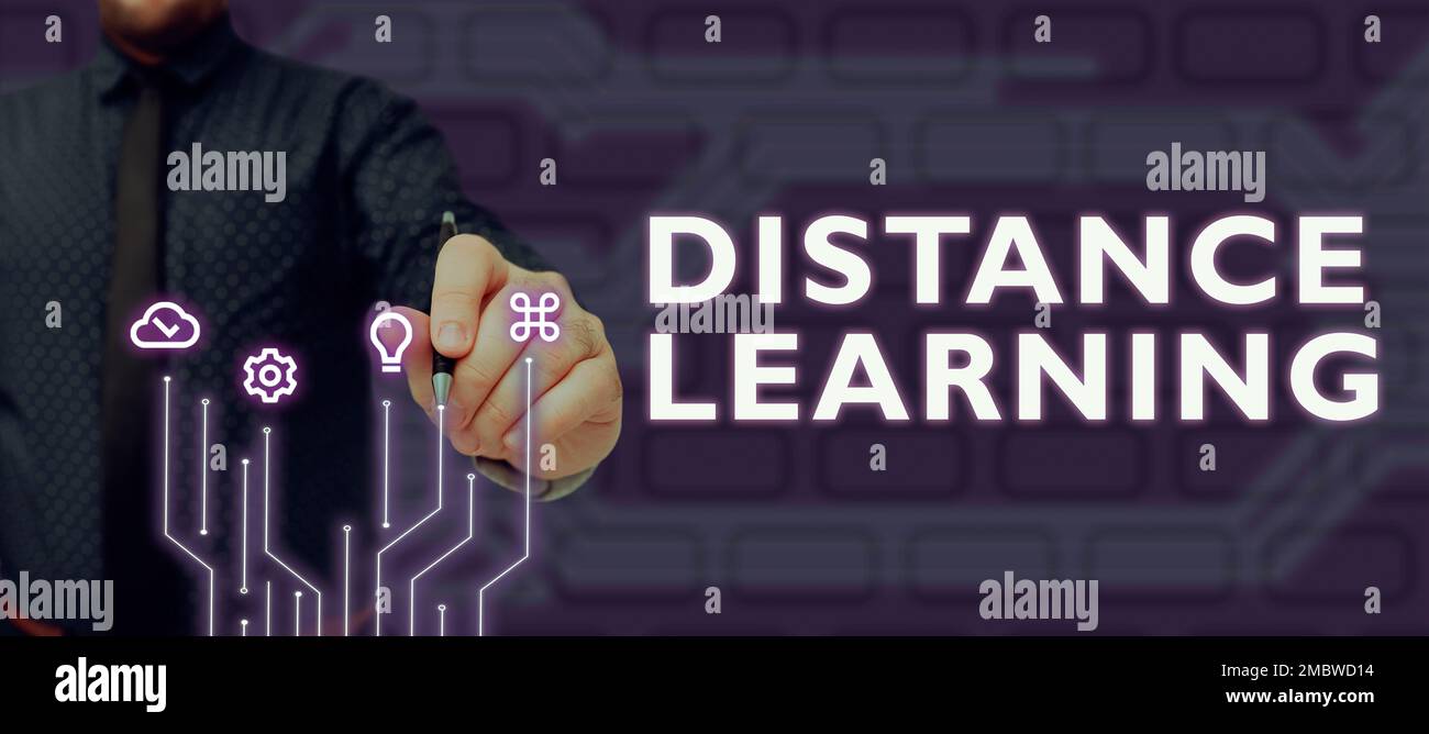 Sign displaying Distance Learning. Internet Concept educational ...