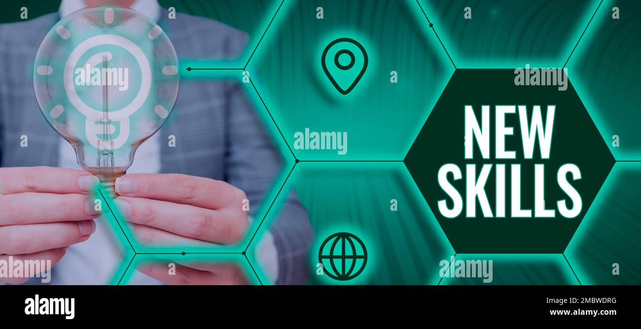 Hand writing sign New Skills. Business approach Recently Acquired ...