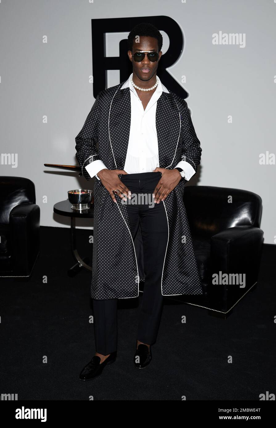 Wisdom Kaye attends the Ralph Lauren Fall/Winter 2022 fashion show at ...