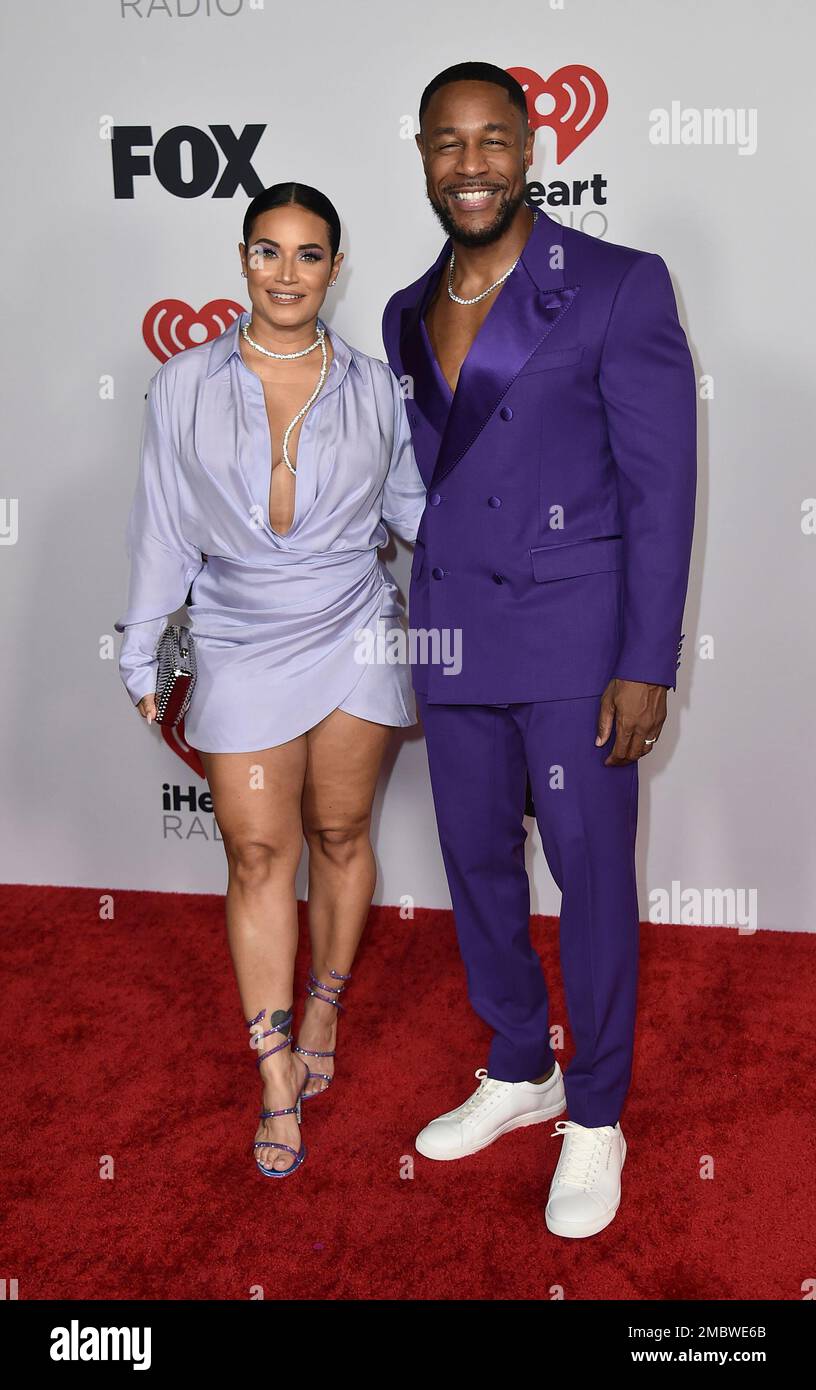 Zena Foster, left, and Tank arrive at the iHeartRadio Music Awards on ...