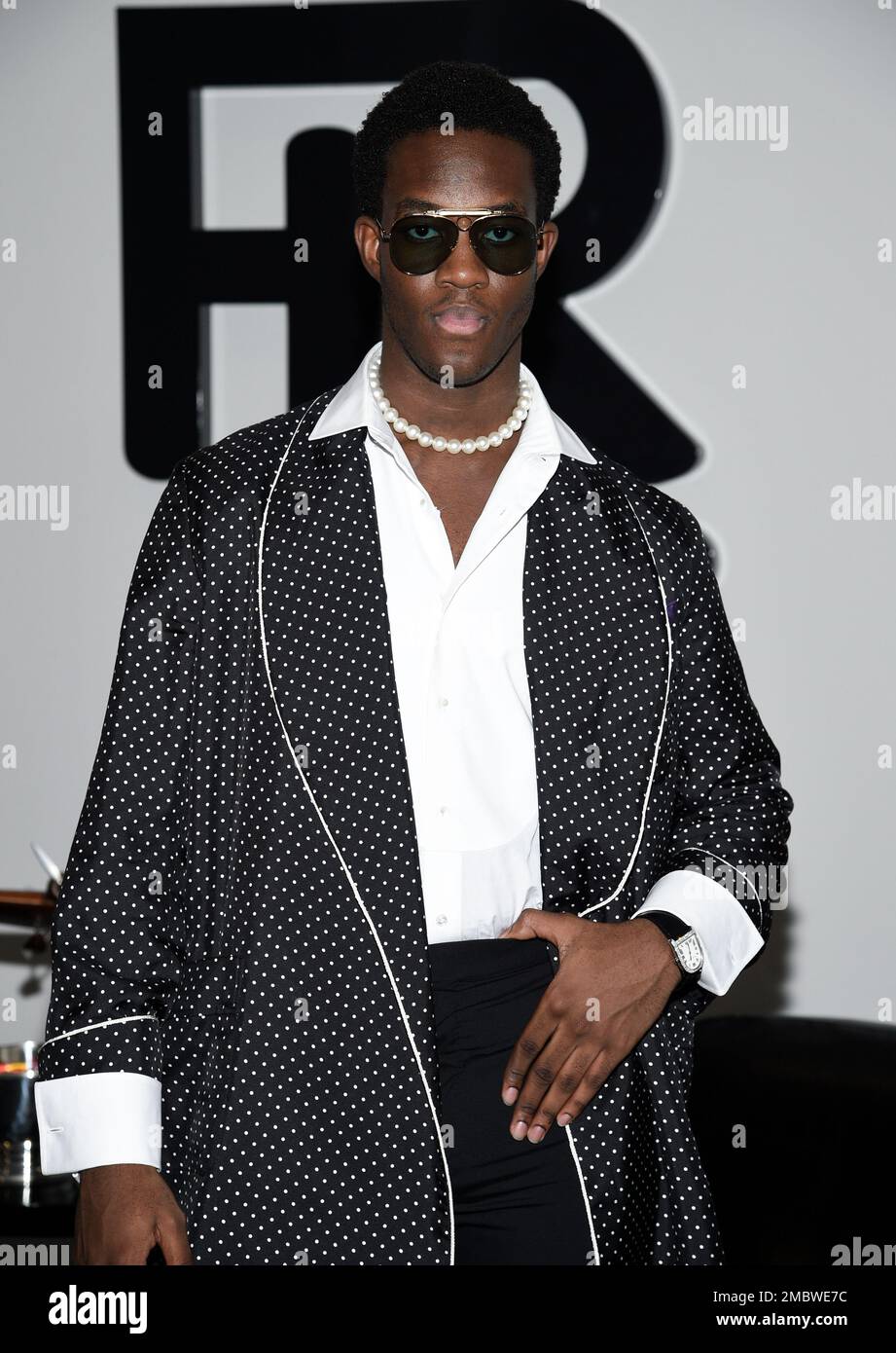 Wisdom Kaye attends the Ralph Lauren Fall/Winter 2022 fashion show at ...