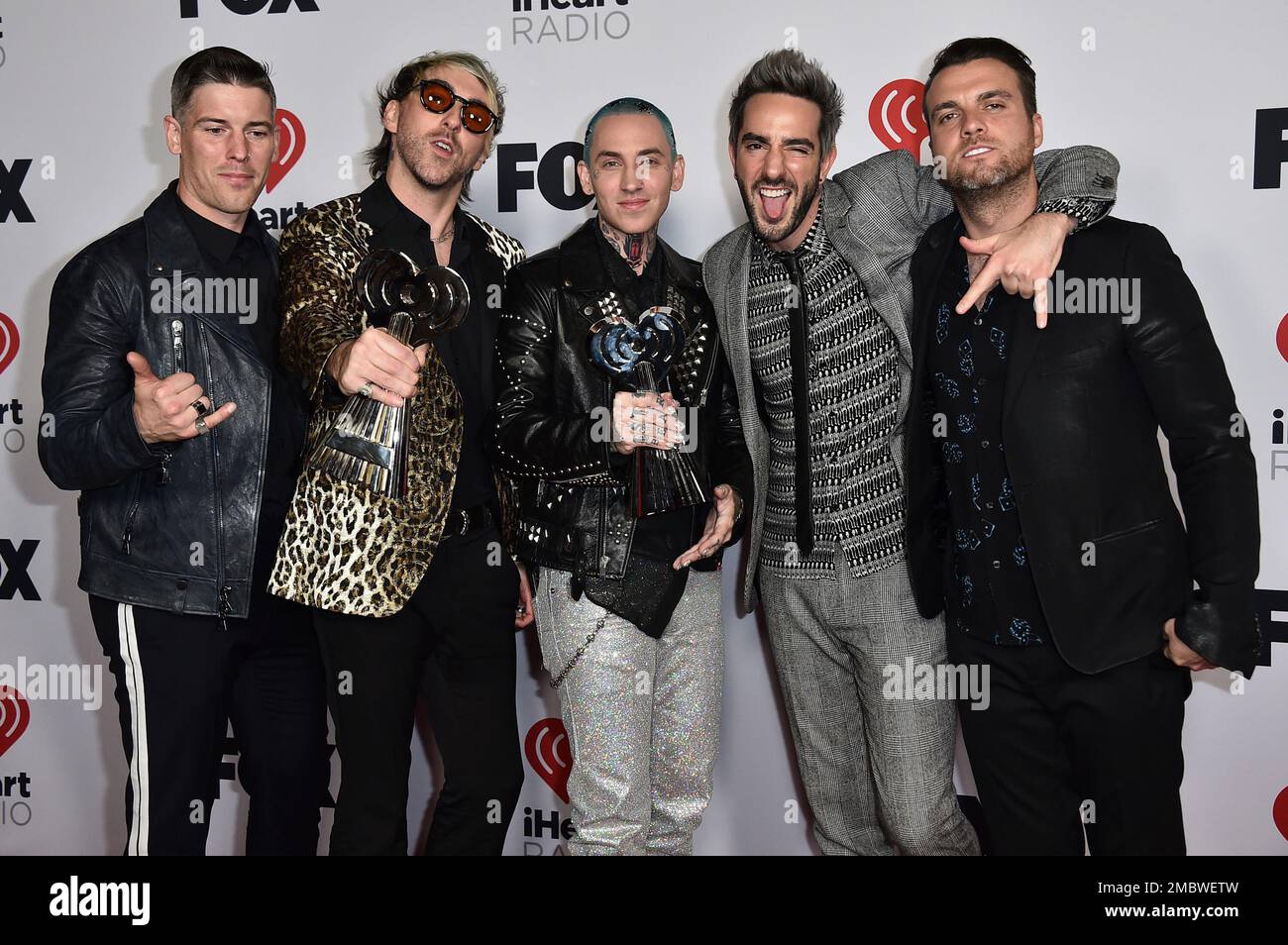 blackbear, center, and Zack Merrick, from left, Alex Gaskarth, Jack ...