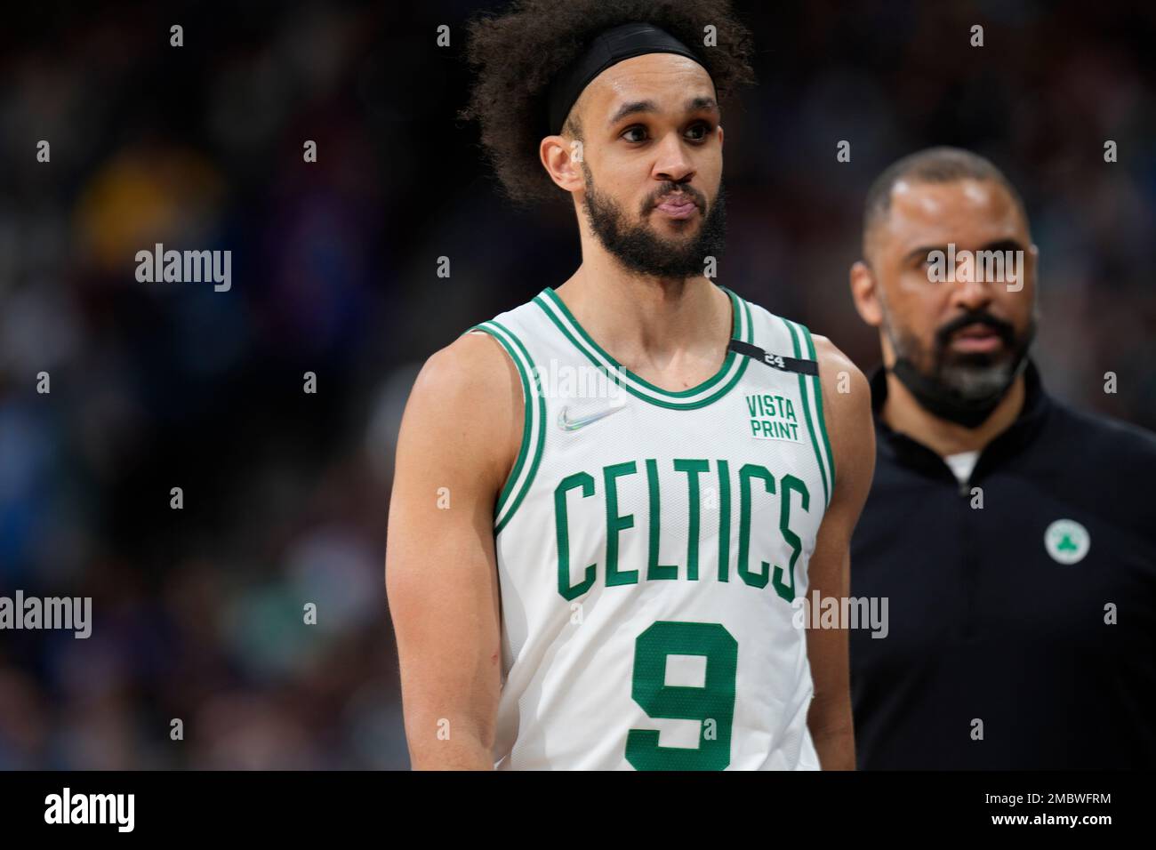 Boston Celtics guard Derrick White (9) in the second half of an NBA ...
