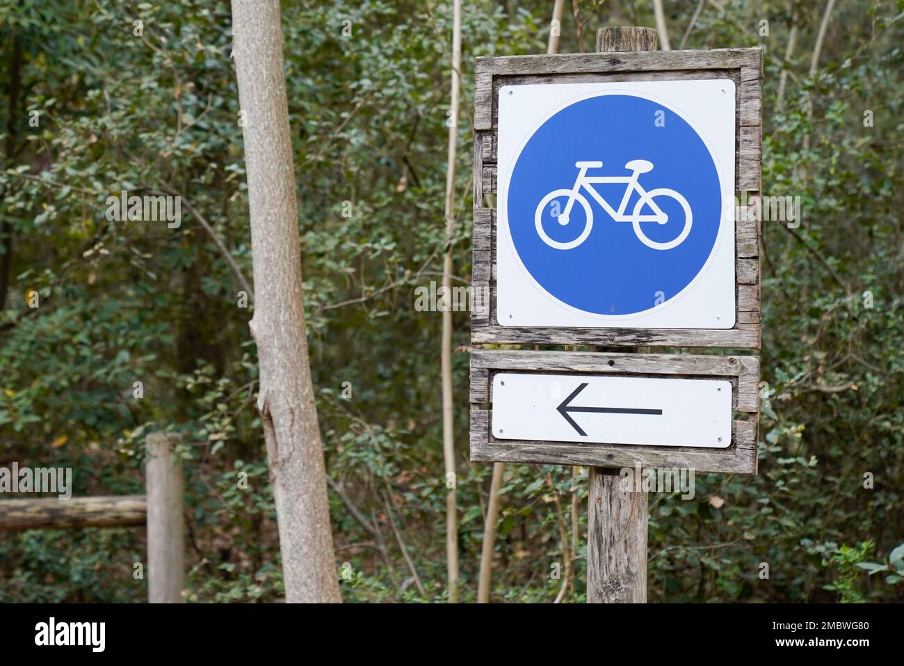 blue sign pedestrian route road with arrow to pathway Stock Photo - Alamy