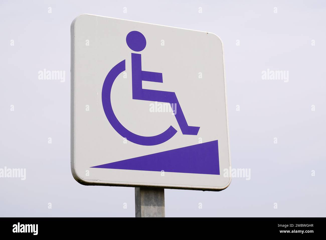 disabled accessible entry sign post with wheelchair handicap logo pmr ...