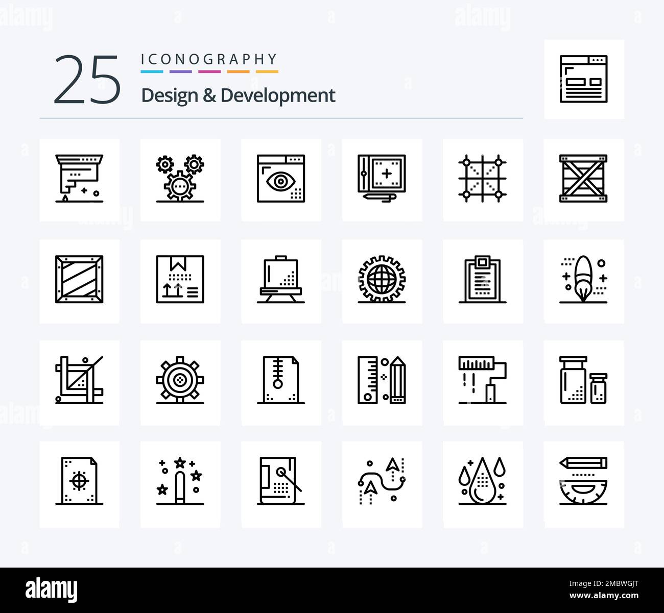 Design & Development 25 Line icon pack including development. coding ... Design & Development 25 Line icon pack including development. coding ...