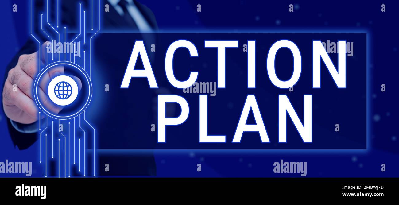 Text sign showing Action Plan. Business idea list of things or schedule ...