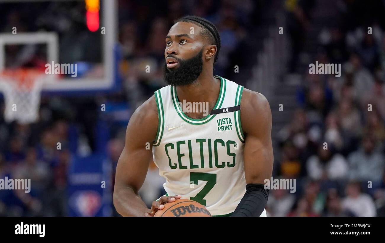 Boston Celtics guard Jaylen Brown during an NBA basketball game against ...