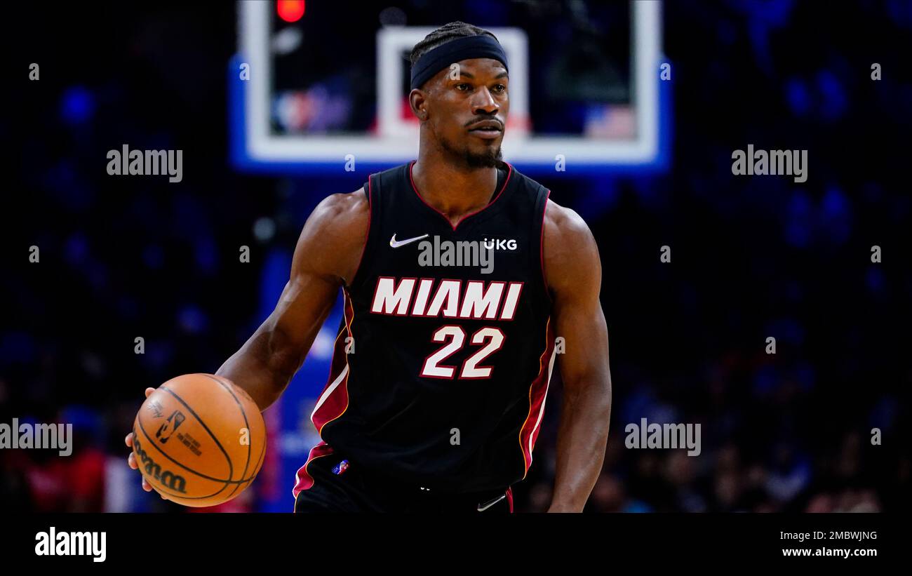Miami Heat's Jimmy Butler plays during an NBA basketball game, Monday ...