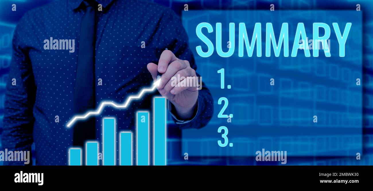 Sign displaying Summary. Word Written on Brief Statement Abstract ...