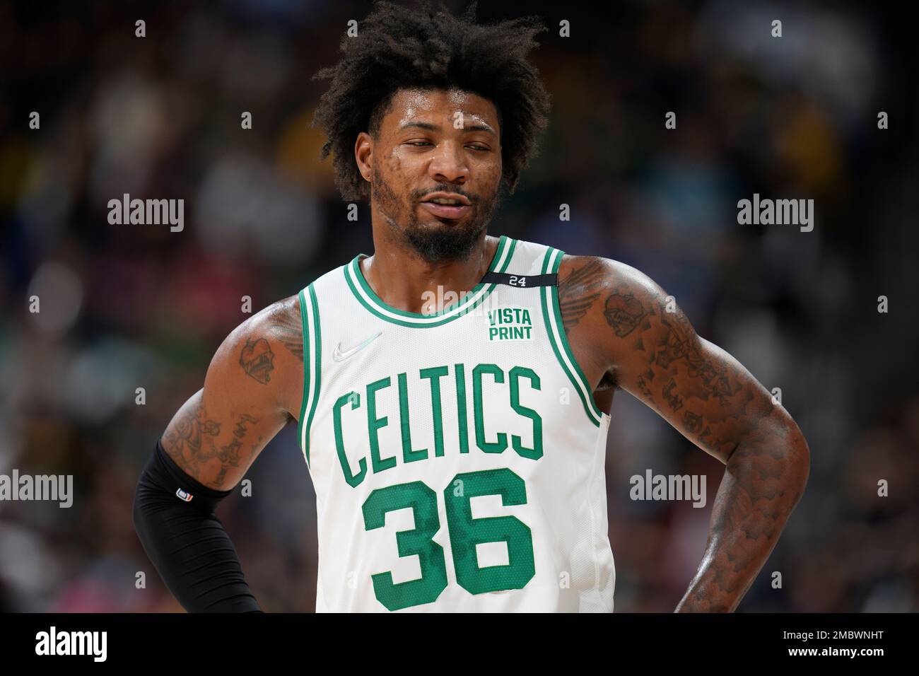 Boston Celtics guard Marcus Smart (36) in the first half of an NBA ...
