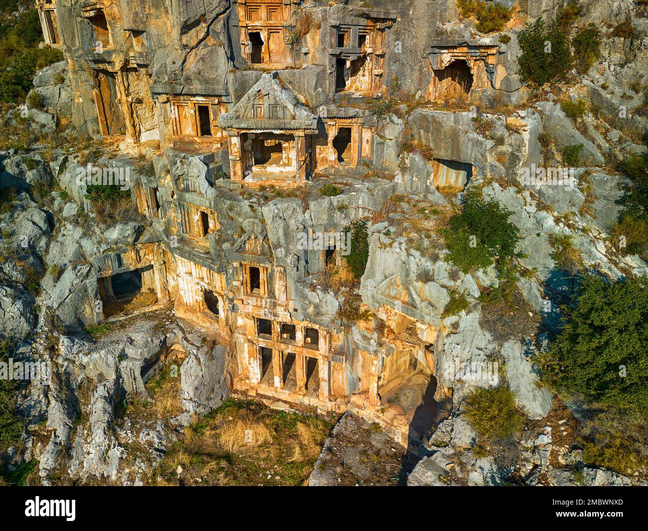 Ruins of ancient city Myra in Demre, Turkey Aerial Top view photo by drone Stock Photo - Alamy